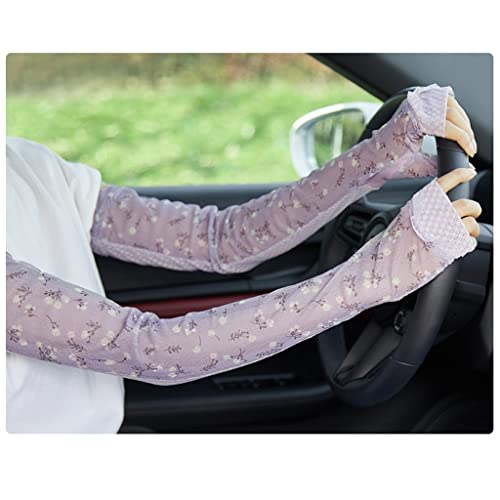 Summer Women's Driving Long Floral Lace Sleeve Gloves Thin Arm Guard Sleeve Arm Sleeve (Color : A, Size : 55 * 17cm)