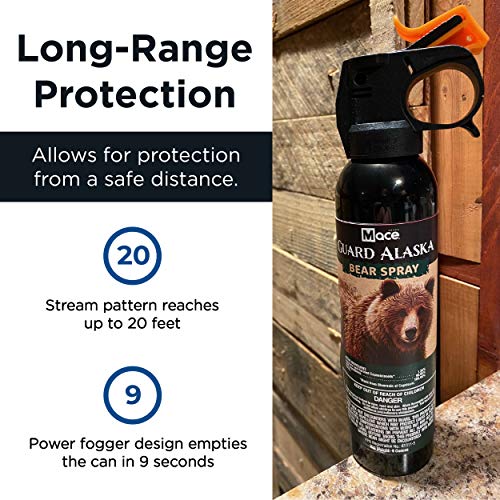 mace Personal Security Products Mace Brand Guard Alaska Maximum Strength Bear Spray β 20β Powerful Pepper Spray β Mace Spray Self-Defense for Hiking, Camping, and Other Outdoor Activities, Made in USA