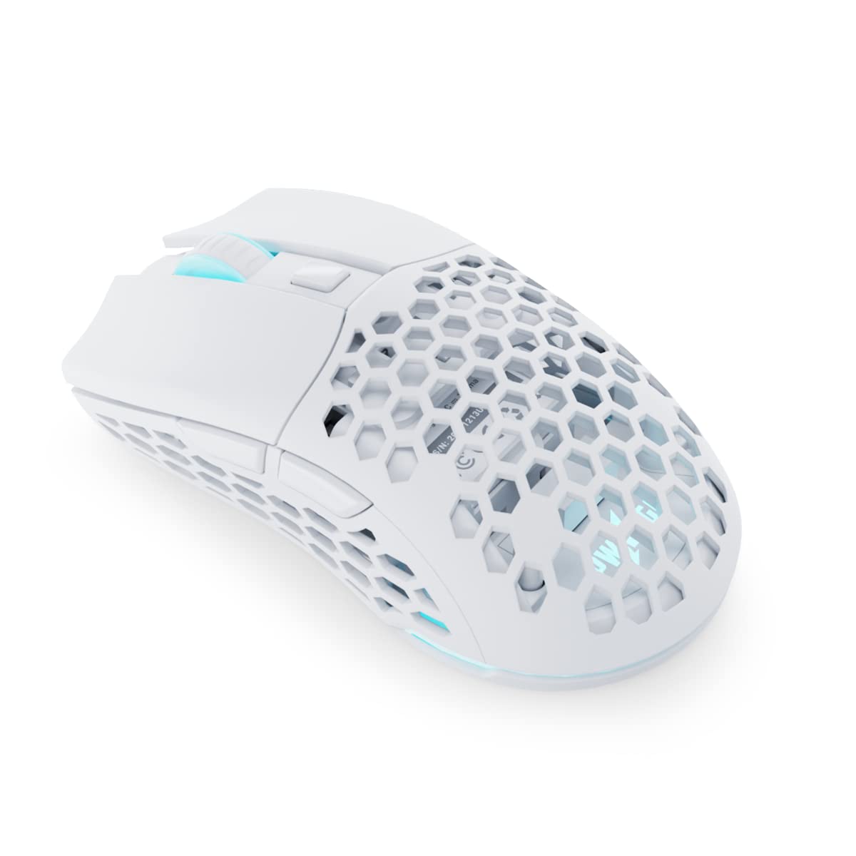 PWNAGE Ultra Custom Symm 2 Wireless Gaming Mouse - Flawless Pro Grade 3370 Optical Sensor- Flexible Paracord Cable - 100% PTFE Skates (Honeycomb Sides, White)