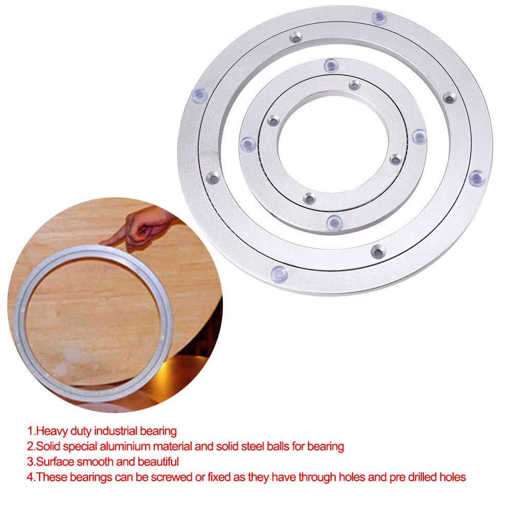Rotating Bearing Plate, Rotating Heavy Duty Aluminium Alloy Rotating Bearing Plate Turntable Round Dining Table(4 inch*H8.5MM)