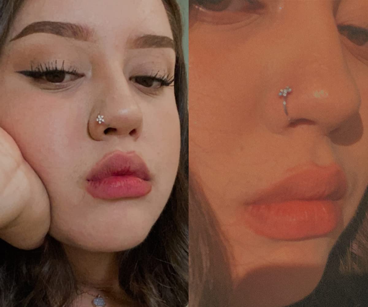 MODRSA Nose Rings Nose Piercings Hoop Nose Rings for Women Stainless Steel Silver Nose Rings Studs 20g