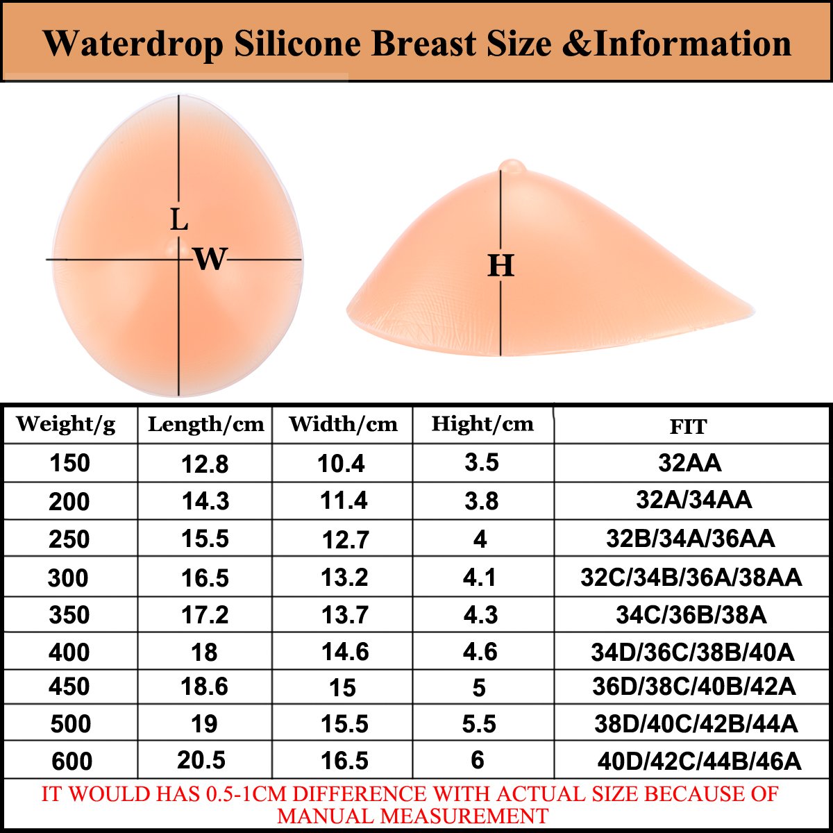 MOOVANT Silicone Breast Forms Mastectomy Prosthesis Silicone Bra Pad Only One Piece