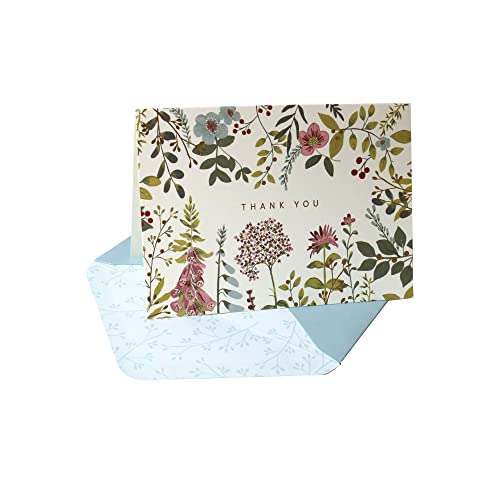 Portico Designs Floral Thank You Notecards with Gold Foil & Emboss Detail and Matching envelopes
