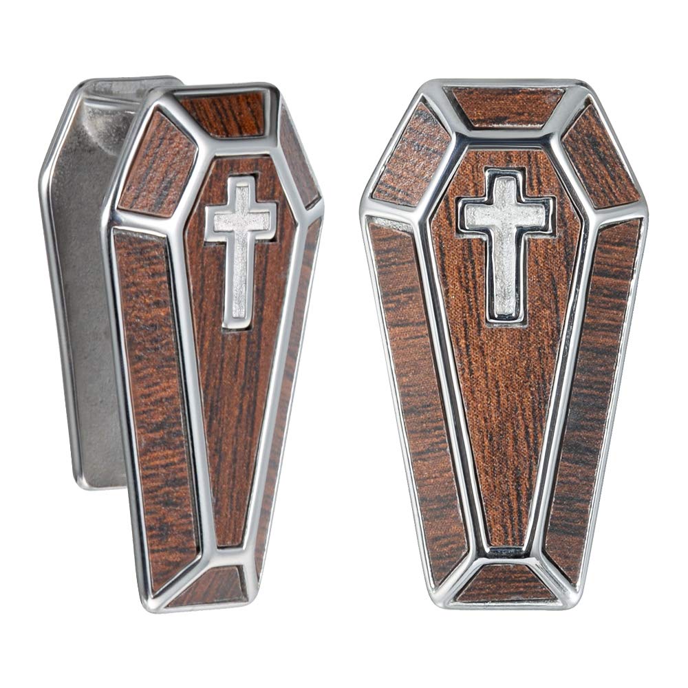 PUNKYOUTH Pair Of Coffin Hollow Cross Ear Weights Hanger For Stretched Ears 9/16" 14mm Plugs Tunnels Dangle Guage Piercings