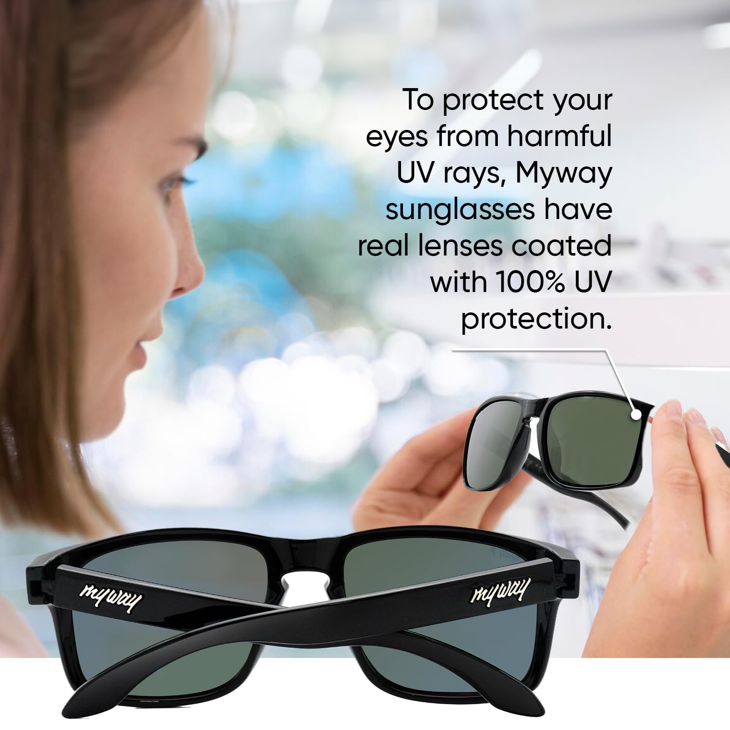 Myway Luxury Real Glass Polarized Sunglasses for Men Women Sun Glasses Green Polarized Lens Italian Style Driving Fishing Golfing (1 Pack)