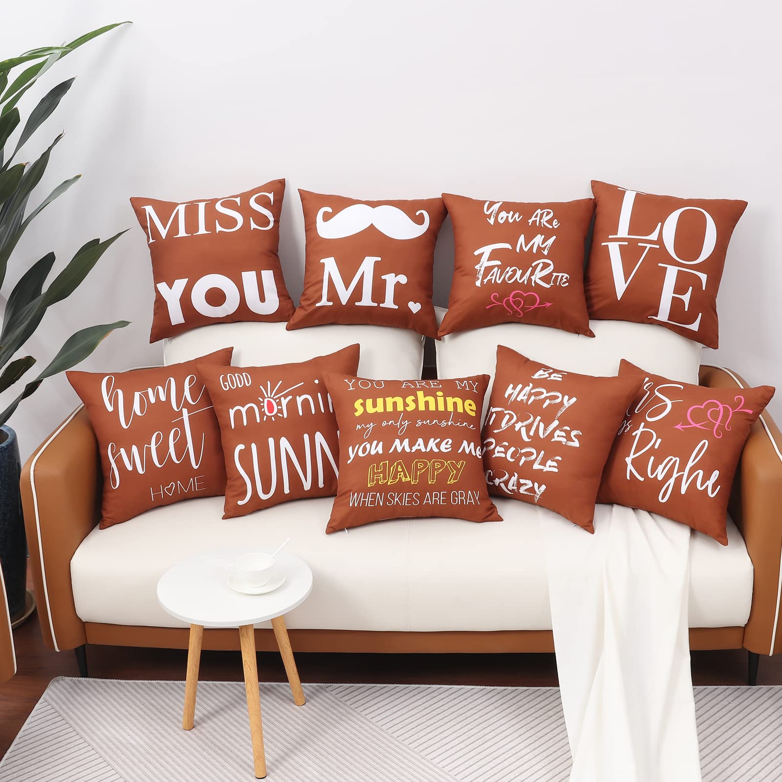 MINHIN Throw Pillow Covers 18x18In Set of 9,Two Sided Print Sunflower Dahlia Decorative Pillows Case Cushion Cover for Home Couch Sofa Car