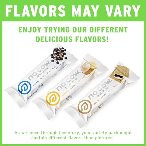 No Cow Dipped High Protein Bars, 21g Plant Based Vegan Protein, Keto Friendly, Low Sugar, Low Carb, Low Calorie, Gluten Free, Naturally Sweetened, Dairy Free, Non GMO, Kosher, Sampler Pack, 12 Pack