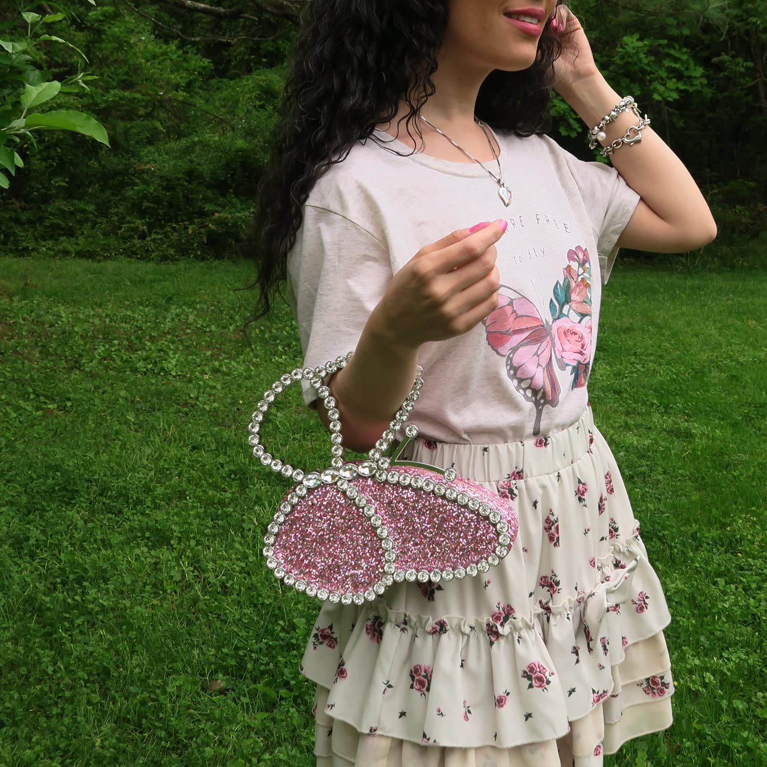 Svtose Butterfly Shaped Evening Bag, Unique Shape Clutch (Pink)
