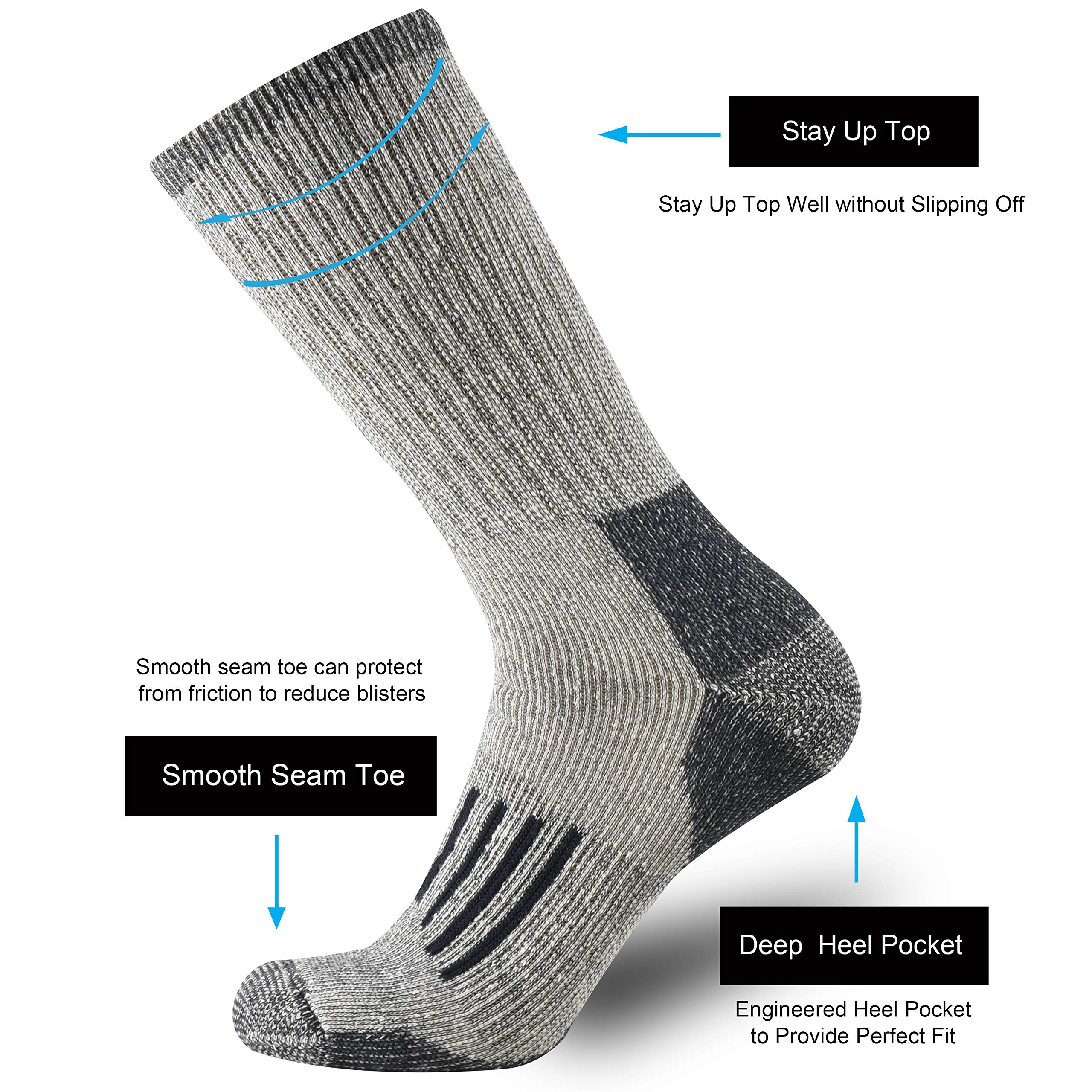 ONKE Merino Wool Cushion Crew Socks for Men Outdoor Hiking All Seasons Work Boot Heavy Thick Thermal Moisture Wicking Control(Navy M)