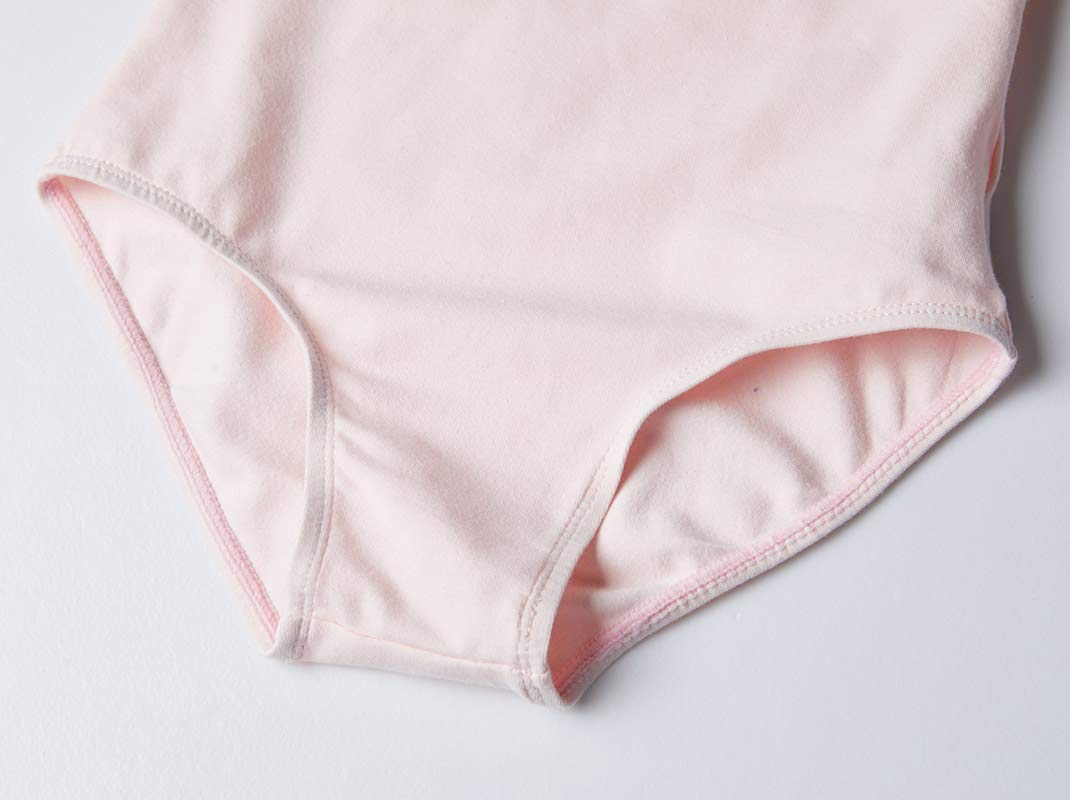 MdnMd Pink Tank Mesh Cross Back Dance Leotard for Girls (Ballet Pink, Age 11-13)