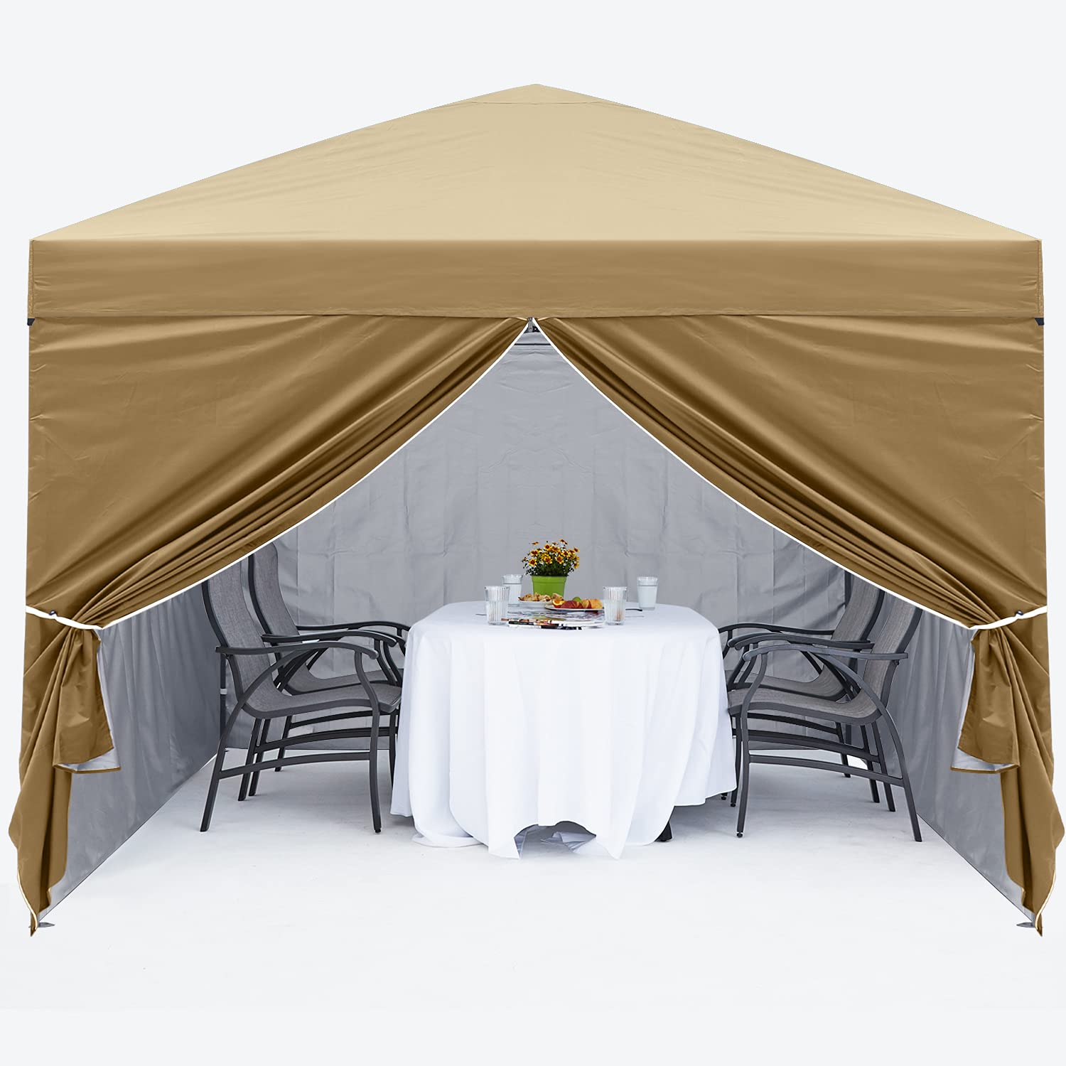 MASTERCANOPY Pop Up Canopy Tent 10x10 with Church Window Sidewalls (10x20, Black)