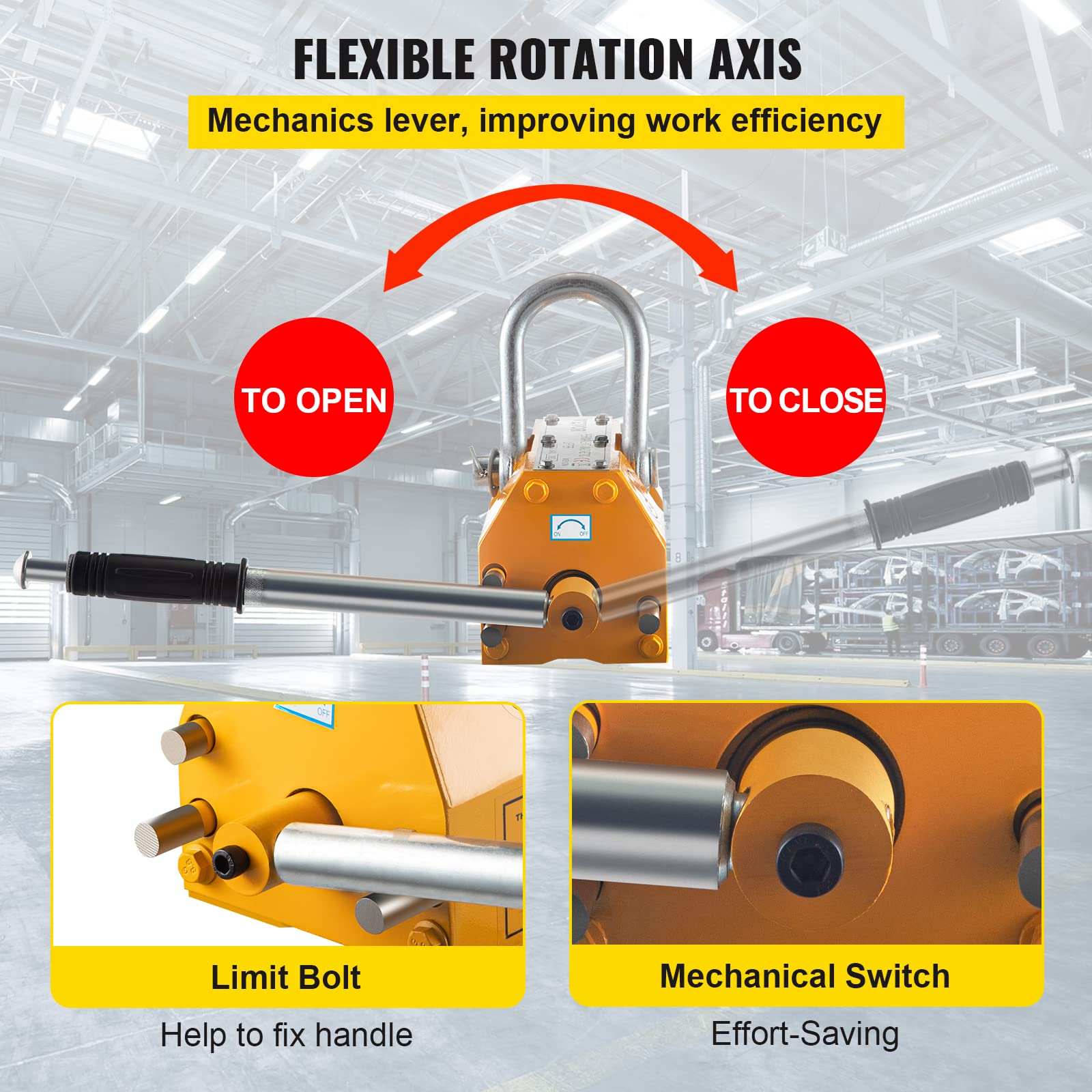 Mophorn Lifting Magnet with Release,4400 Lbs Pulling Force - Steel Magnetic Lifter,Neodymium - Permanent Lift Magnets,Heavy Duty - for Hoist, Shop Crane, Block, Board