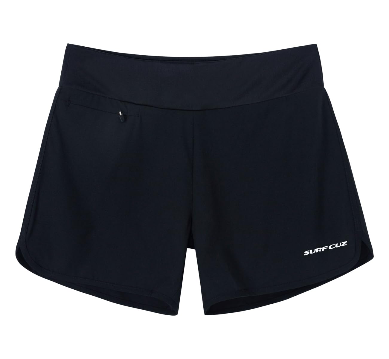 SURF CUZ Women's 5" Swim Board Shorts Tummy Control Swimsuit Bottom with Liner and Pockets(Black - L)