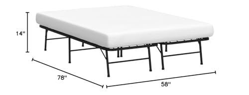 Linenspa Folding Metal Platform Bed Frame - No Box Spring Needed - Underbed Storage - Simple Tool Free Assembly - Mattress Foundation - 14" High - Traditional Design - Sturdy Steel - Queen Size