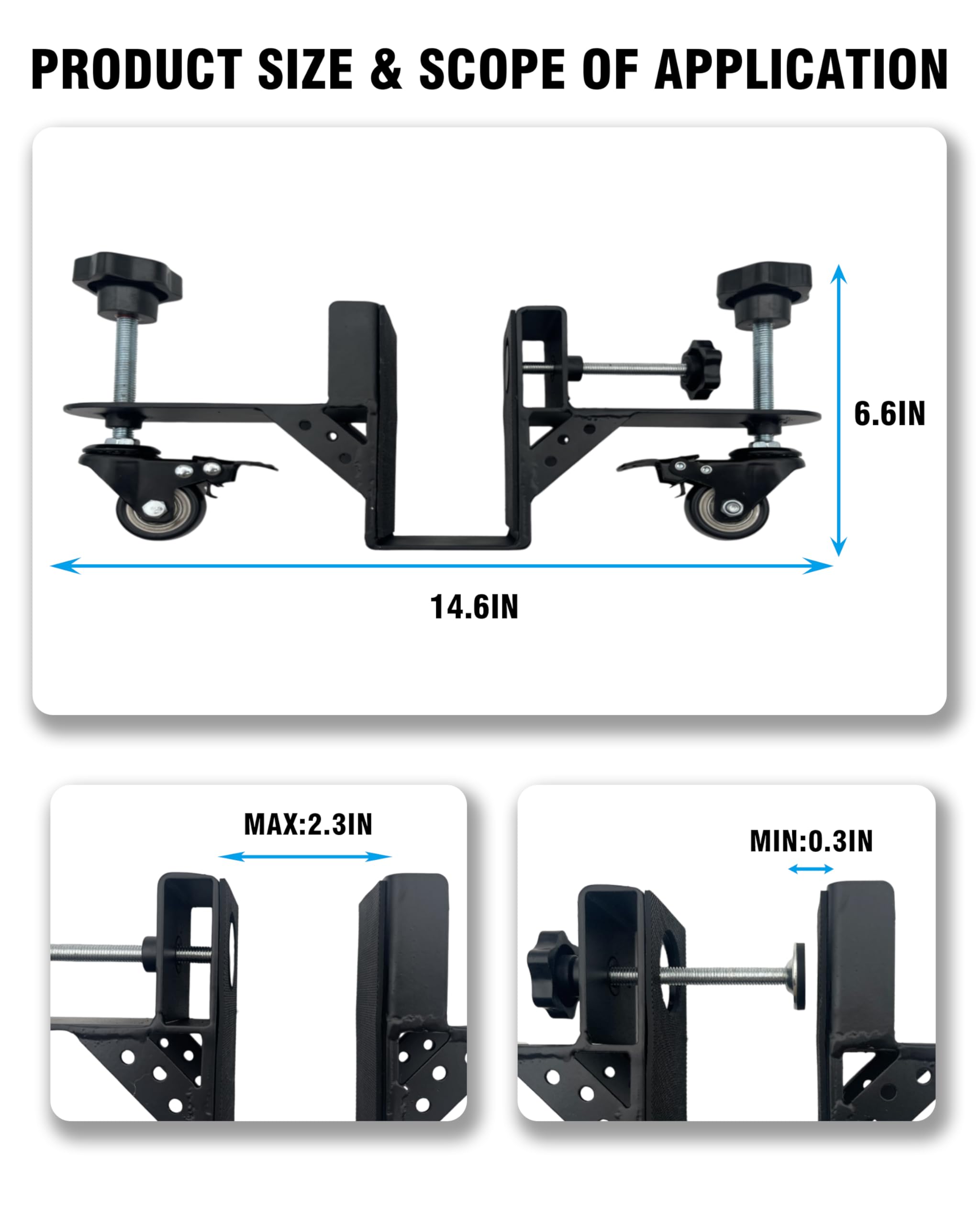 YEBOOCA Door handling cart,Door Installation Tool Kit 2 Pcs, Adjustable Door Lifter Dolly Tool with Rotating Wheels for 0.3" to 2.3" Prehung Slab Doors (0.3" to 2.3")