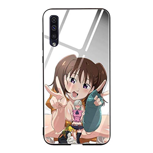 Luxury Phone Case for Samsung Galaxy A40 Cover,9H Tempered Glass Back Cover Soft Silicone Anti Scratch Bumper Design LB-61 Nanatsu no Taizai Seven Deadly Sin Protective Case