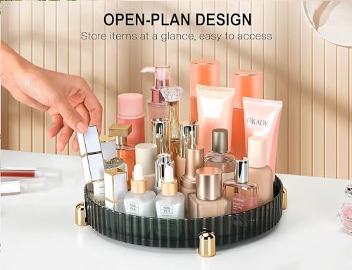 ROWNYEON 360 Rotating Makeup Organizer 1 Tier skincare organizers Bathroom Organizer Perfume Organizer Spinning Cosmetics Organizer for Vanity,Cabinets, Pantry, Fridge, Kitchen