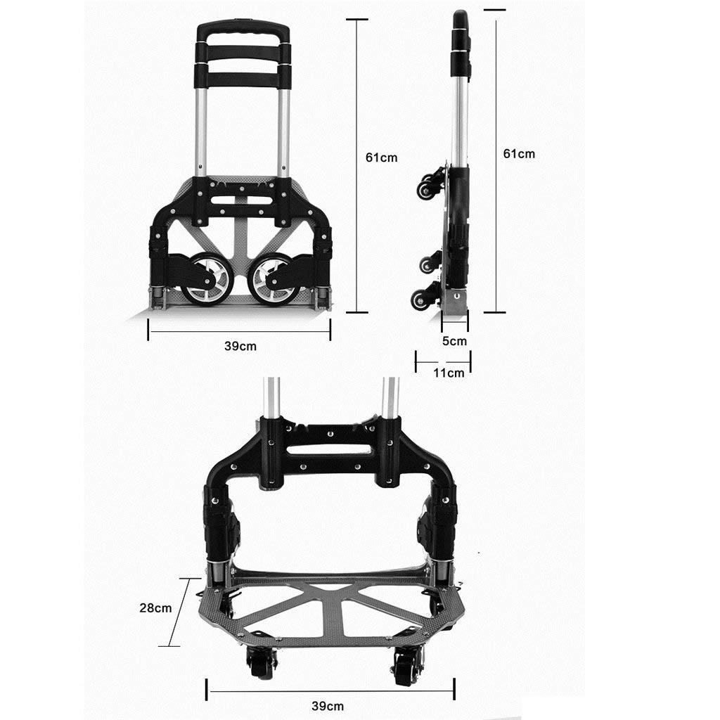 MXIAOXIA Folding Shopping Cart Grocery Utility Cart Stair Climbing Larger Storage Stainless Steel Frame (Color : D)