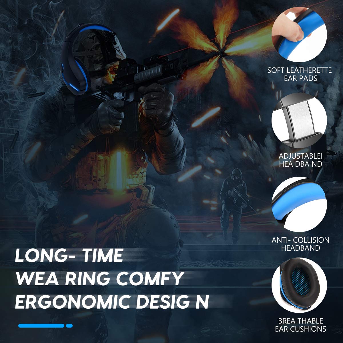 PUTELTAL Voice Changer Headset, LED Light Noise Cancelling Over Ear Headphones, Gaming Headset with Voice Changer for Phone/PS4/PS5/Xbox/PC/Laptop/XBOX ONE