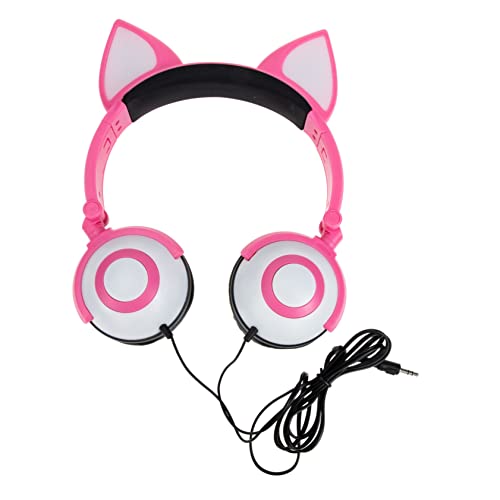 Vaguelly Glowing Headphones Over Ear Headphones On Ear Audio Headphones Wired Gaming Headset Glowing Earphone Earbuds Wired Lighting Headset Ears Earphones Shine PVC Fitness Microphone