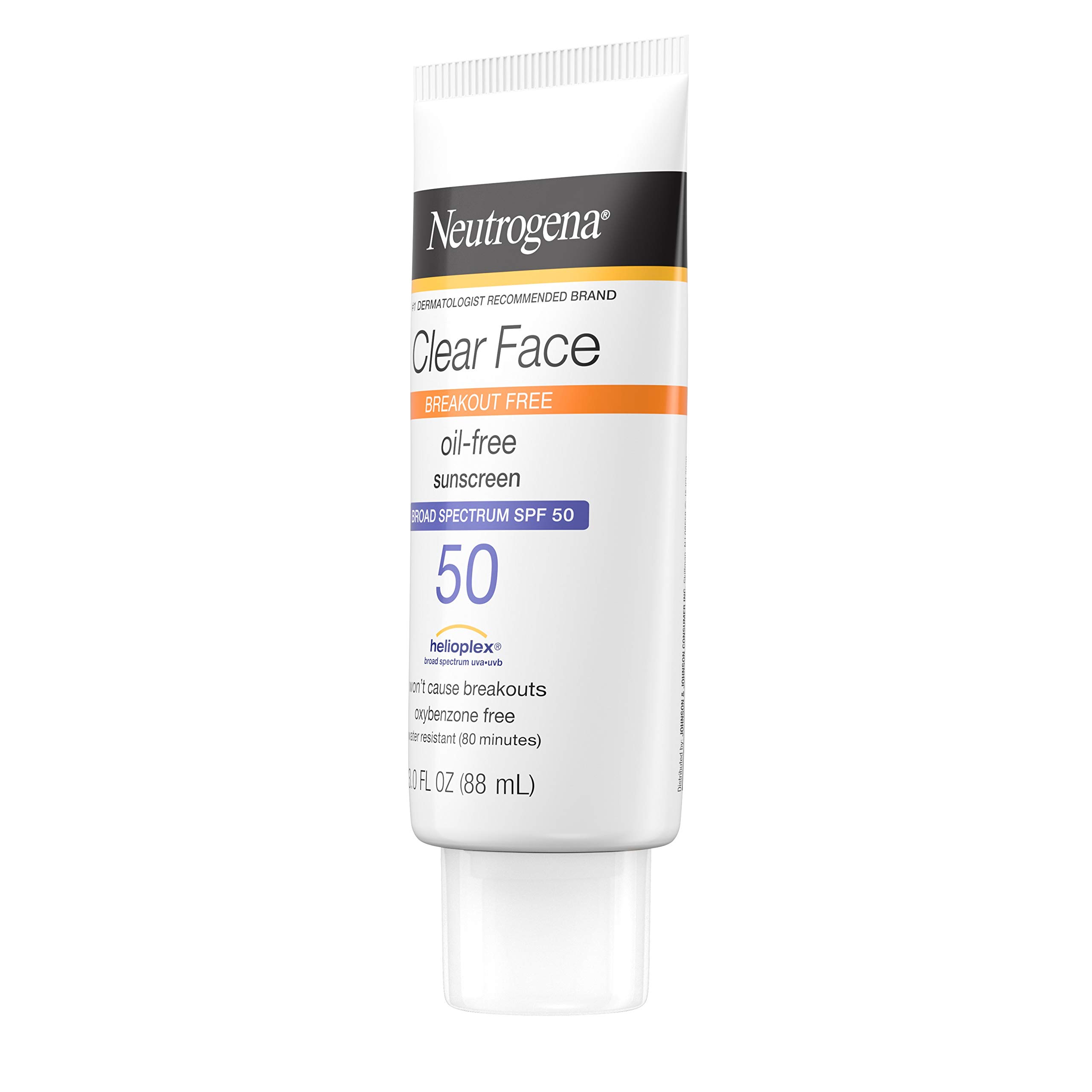 Neutrogena Clear Face Liquid Lotion Sunscreen for Acne-Prone Skin, Broad Spectrum SPF 50 UVA/UVB Protection, Oil-, Fragrance- & Oxybenzone-Free Facial Sunscreen, Non-Comedogenic, 3 fl. oz (Pack of 3)