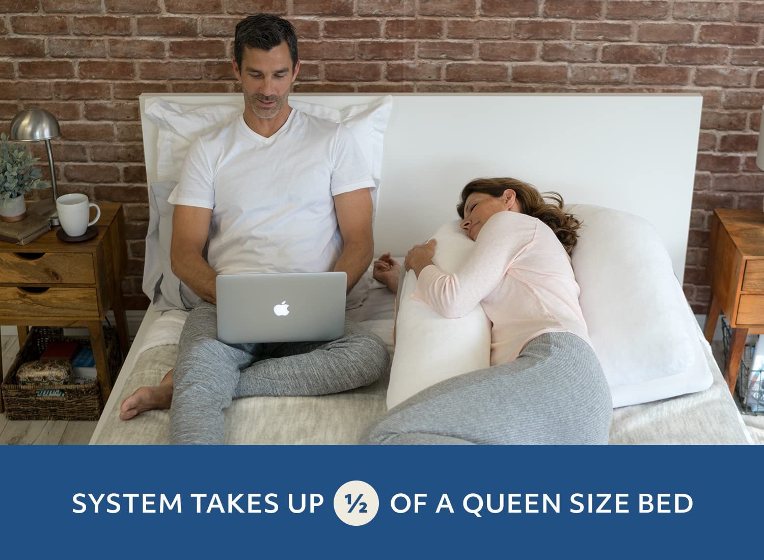 MedCline Shoulder Relief Wedge and Body Pillow System, Right or Left Side Sleeping Comfort, Medical Grade, Size Large (5’10 and Above)
