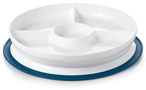 OXO Tot Stick & Stay Suction Divided Plate - Navy (Pack of 3)