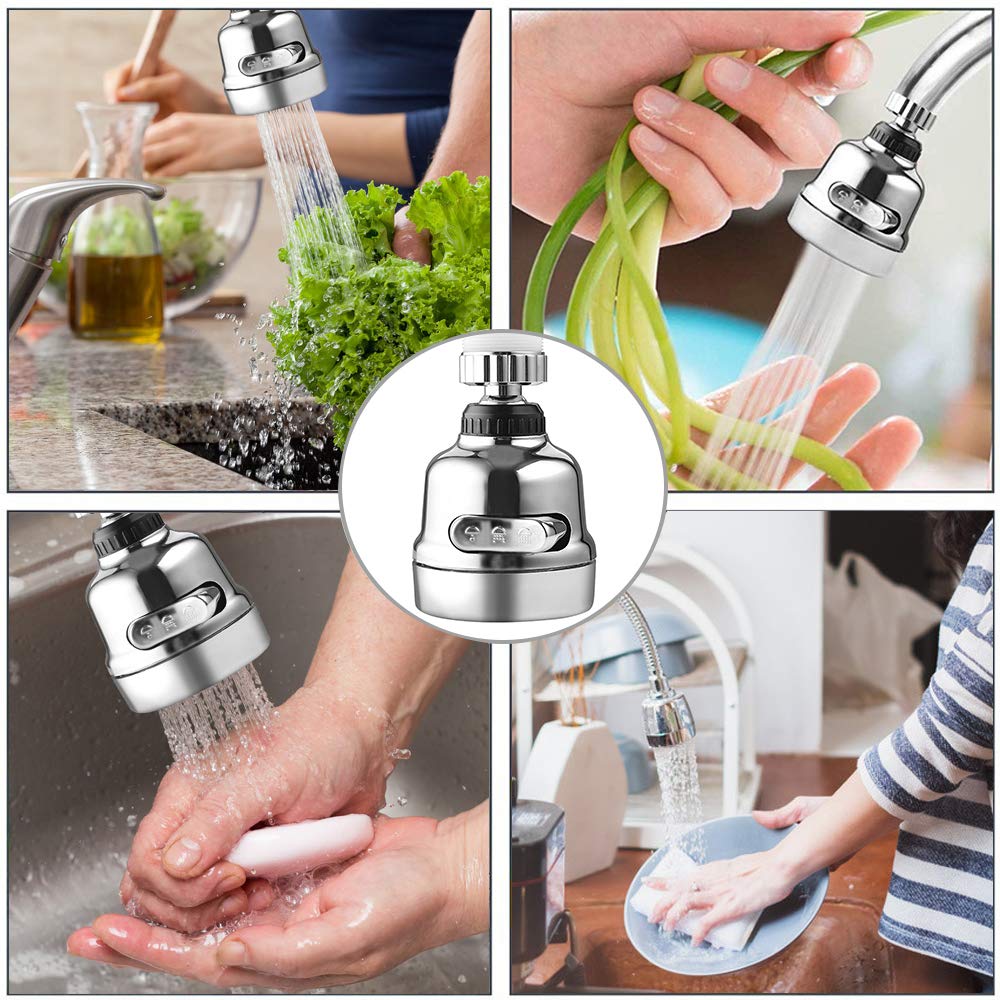Moveable Kitchen Faucet, 360° Rotatable Faucet Sprayer Top Head,Head Water Filter,3 Modes Adjustable Home Anti-Splash Tap Aerator Faucet and Water Saving Tap Booster Shower for Kitchen/Bathroom