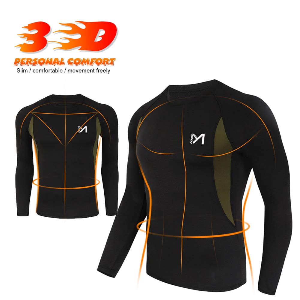 MEETYOO Thermal Underwear for Men, Winter Gear Long Johns Base Layer Top and Bottom Set for Skiing Running, Black, Large