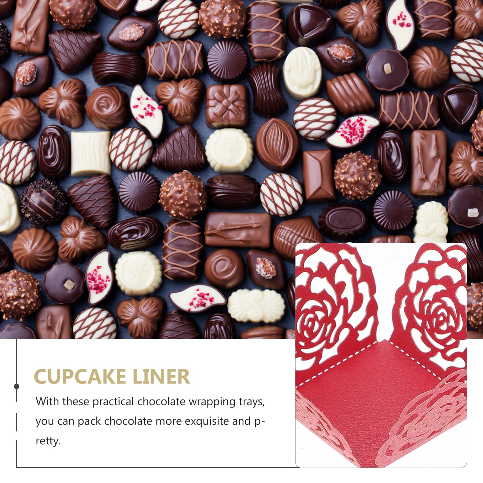 Toddmomy 50pcs Paper Candy Cups Cupcake Wrappers Artistic Bake Cake Paper Cups for Wedding Party Liners Dessert Holder(Red)