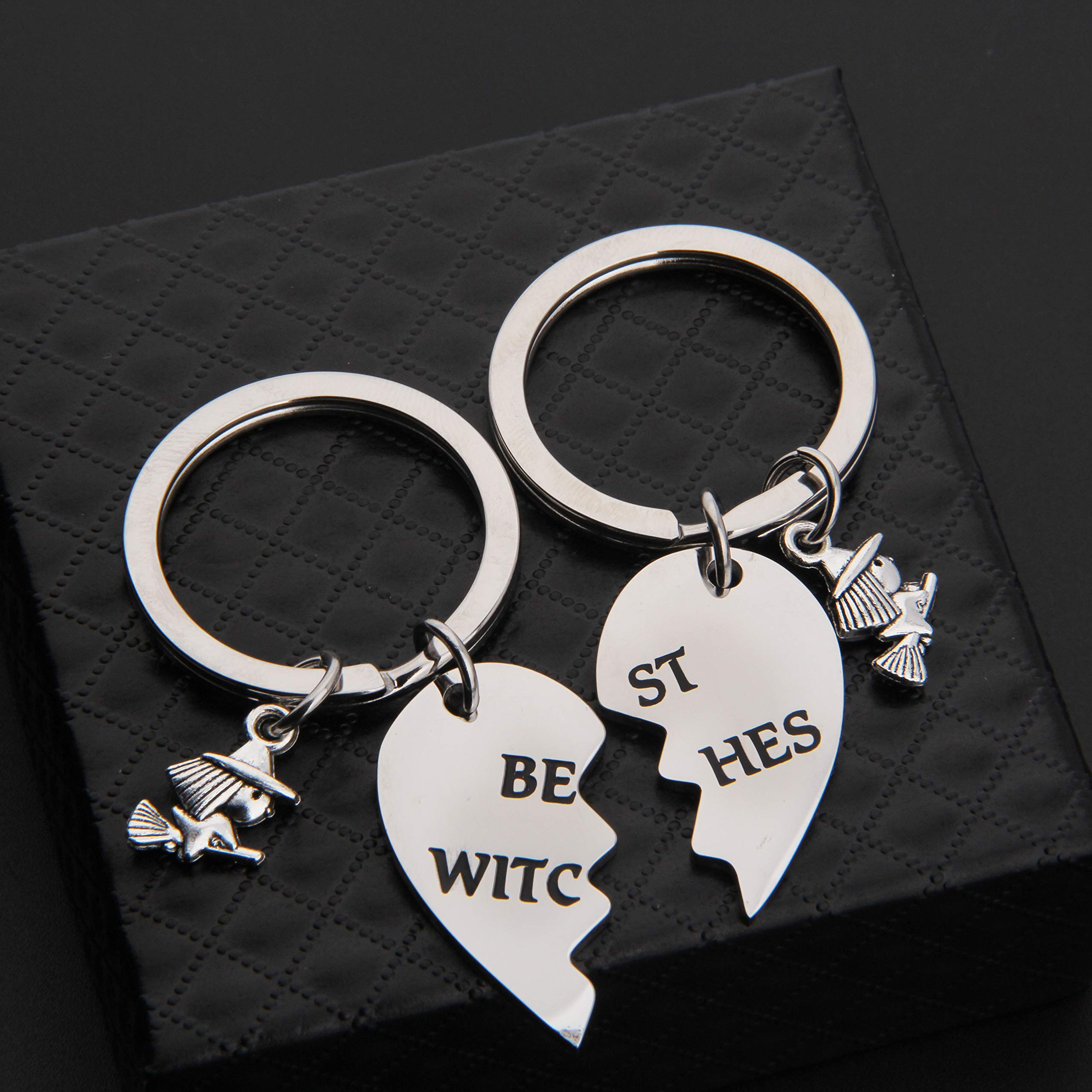 MAOFAED Best Friend Gift Best Witches Keychain BFF Gift Friendship Gift Sister Gift Friend Keychain Set