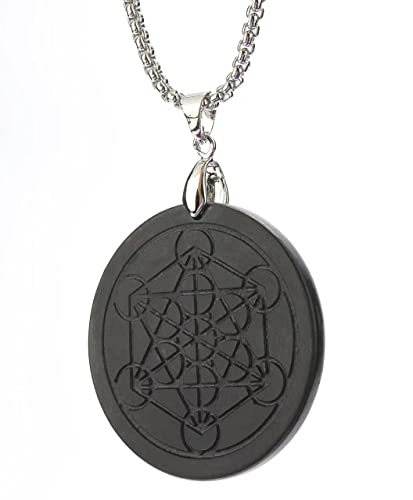 SZFMSWE shungite stones pendant necklace metatron cube