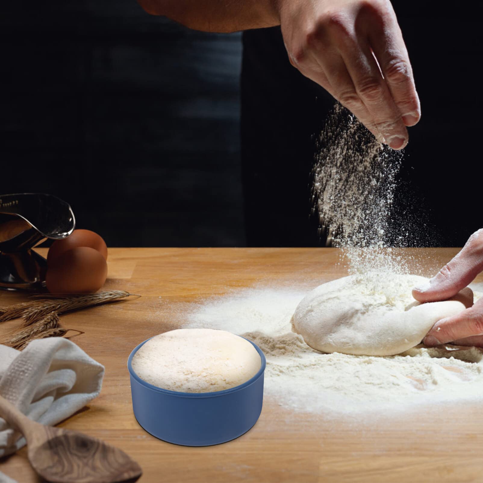 Tofficu Silicone Dough Bowl Pizza Dough Box Household Dough Proofing Box Dough (700ML,Blue