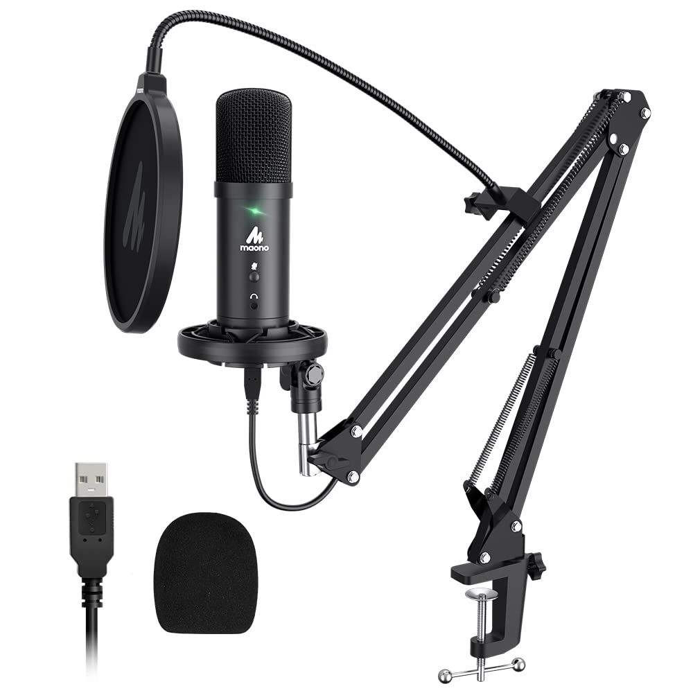 MAONO USB Microphone 192KHz/24Bit Zero Latency Monitoring AU-PM401 USB Computer Condenser Cardioid Mic with Mute Button for Podcasting, Gaming, YouTube, Streaming, Recording Music