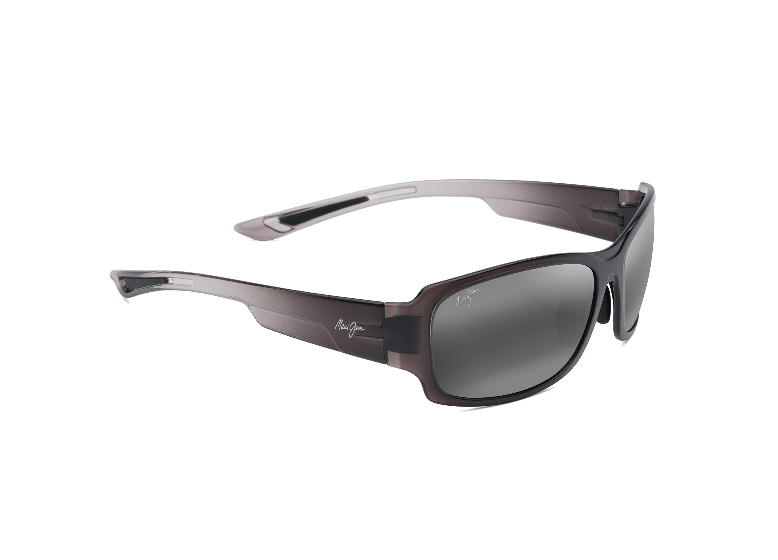 Maui Jim Men's and Women's Monkeypod Polarized Wrap Sunglasses, Grey Fade/Neutral Grey, Extra large