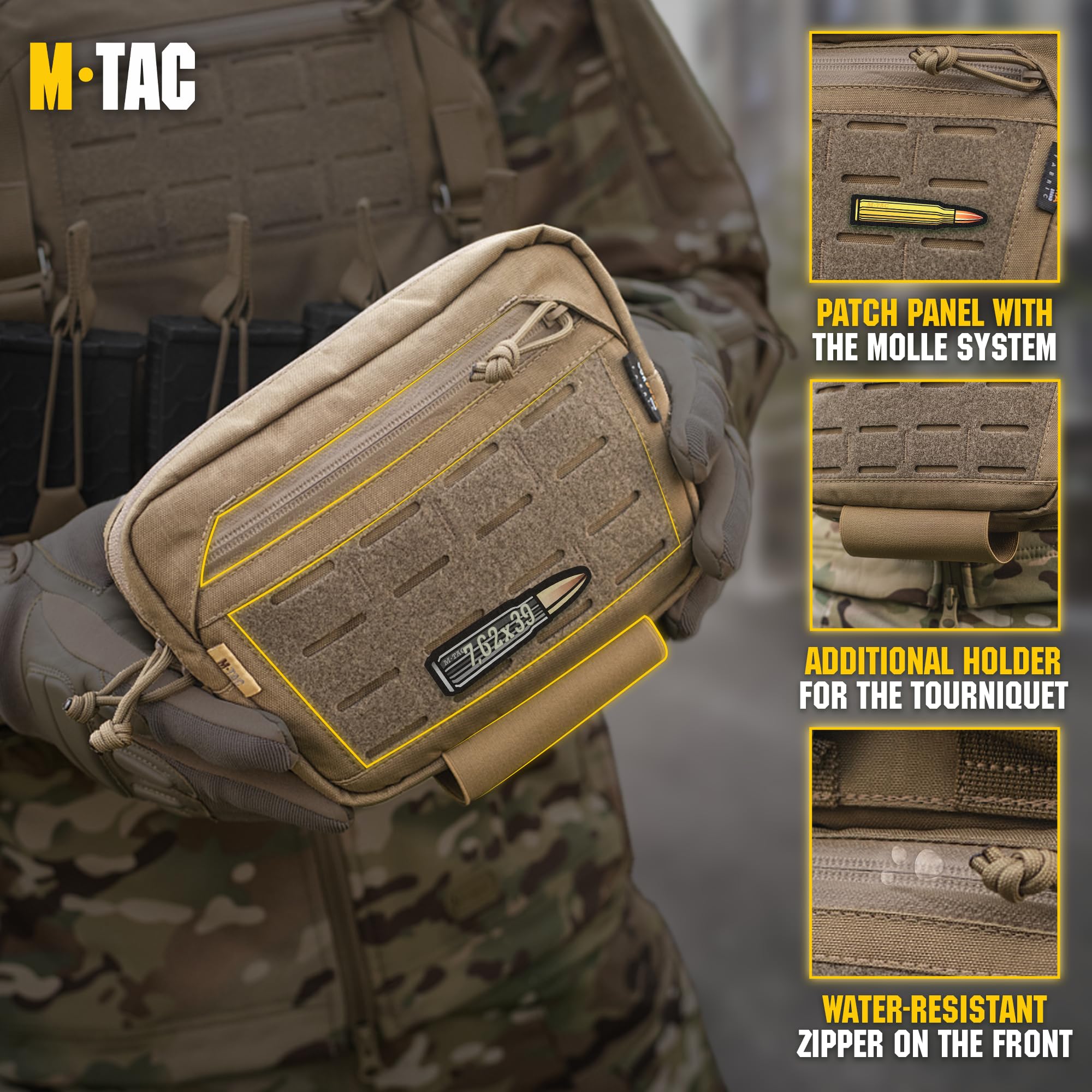 M-Tac Elite Dangler Pouch Large - Tactical Drop Down Utility Pouch with Hook & Loop Carrying - Dump Tool Pouch Carrying Kit Lower Bag (Coyote)