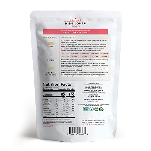 Miss Jones Baking Organic Cake and Cupcake Mix, Non-GMO, Vegan-Friendly, Moist and Fluffy: Chocolate (Pack of 1)
