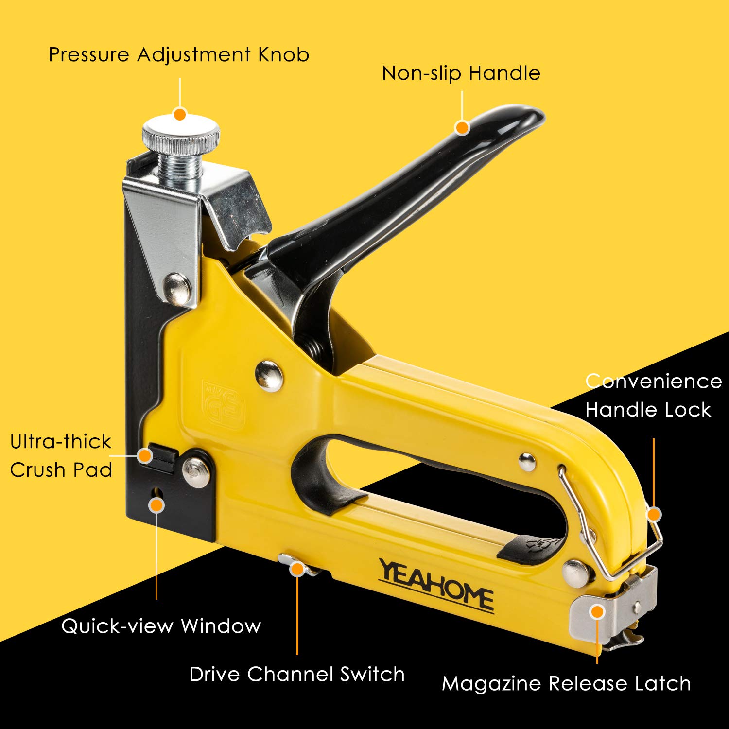 Upholstery 4 in 1 Staple Gun Heavy Duty, with 6000 Staples, Remover, Gloves, Manual Brad Nailer Power Adjustment Stapler Gun for Wood, Upholstery, Carpentry, Decoration DIY Staple Gun…