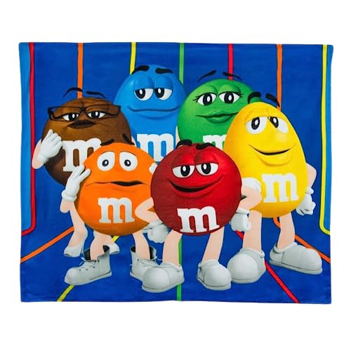 M&M’S Character Blanket, Fun Colorful Throw Blanket Featuring M&M’S Characters, Comfy & Soft Travel Blanket, Cozy Blanket for Relaxing, Unique Gift