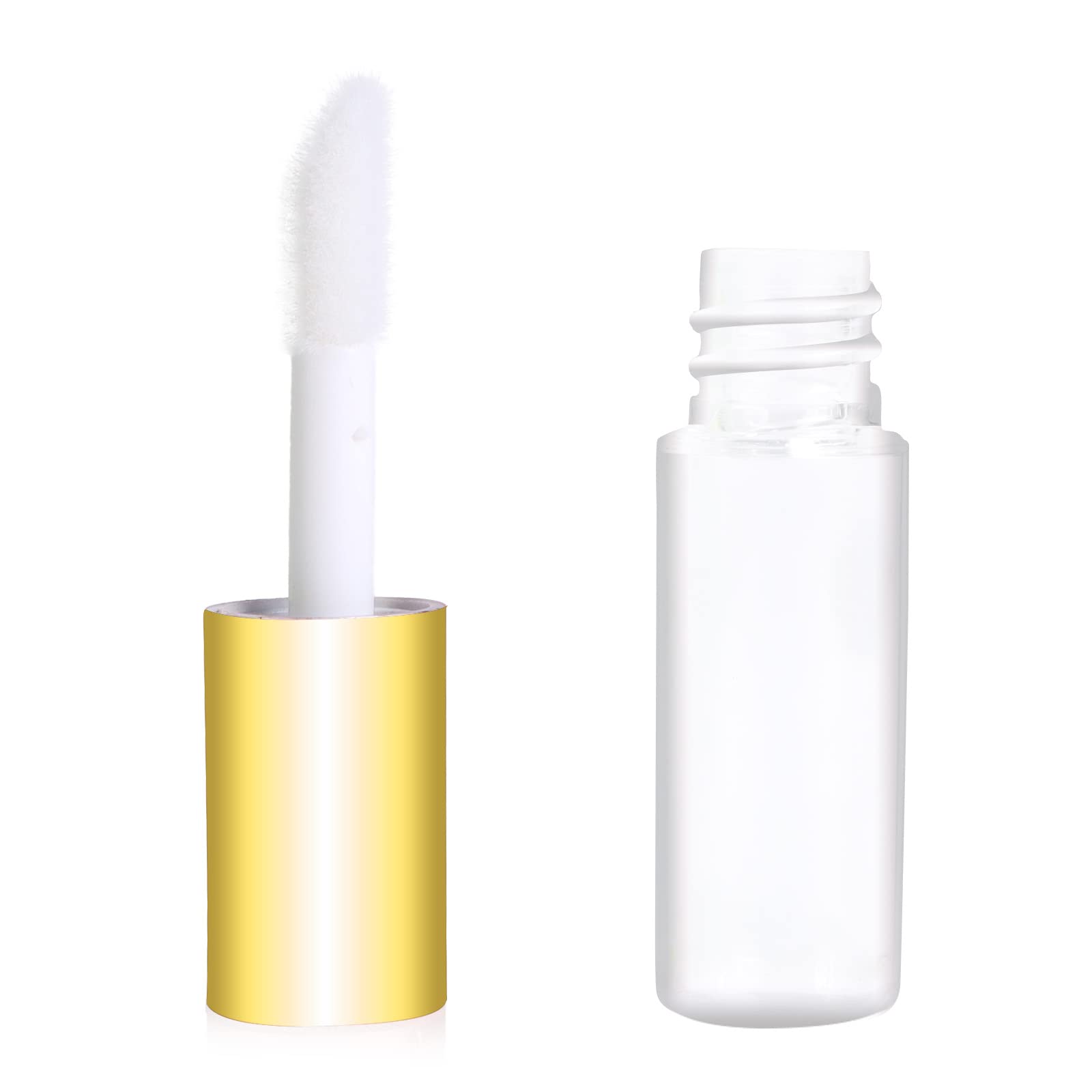Mydio 50 Pack 1.2ML Clear Mini Lip Gloss Tube Empty Lip Balm Containers With Gold Lid for Lipstick (Gold)
