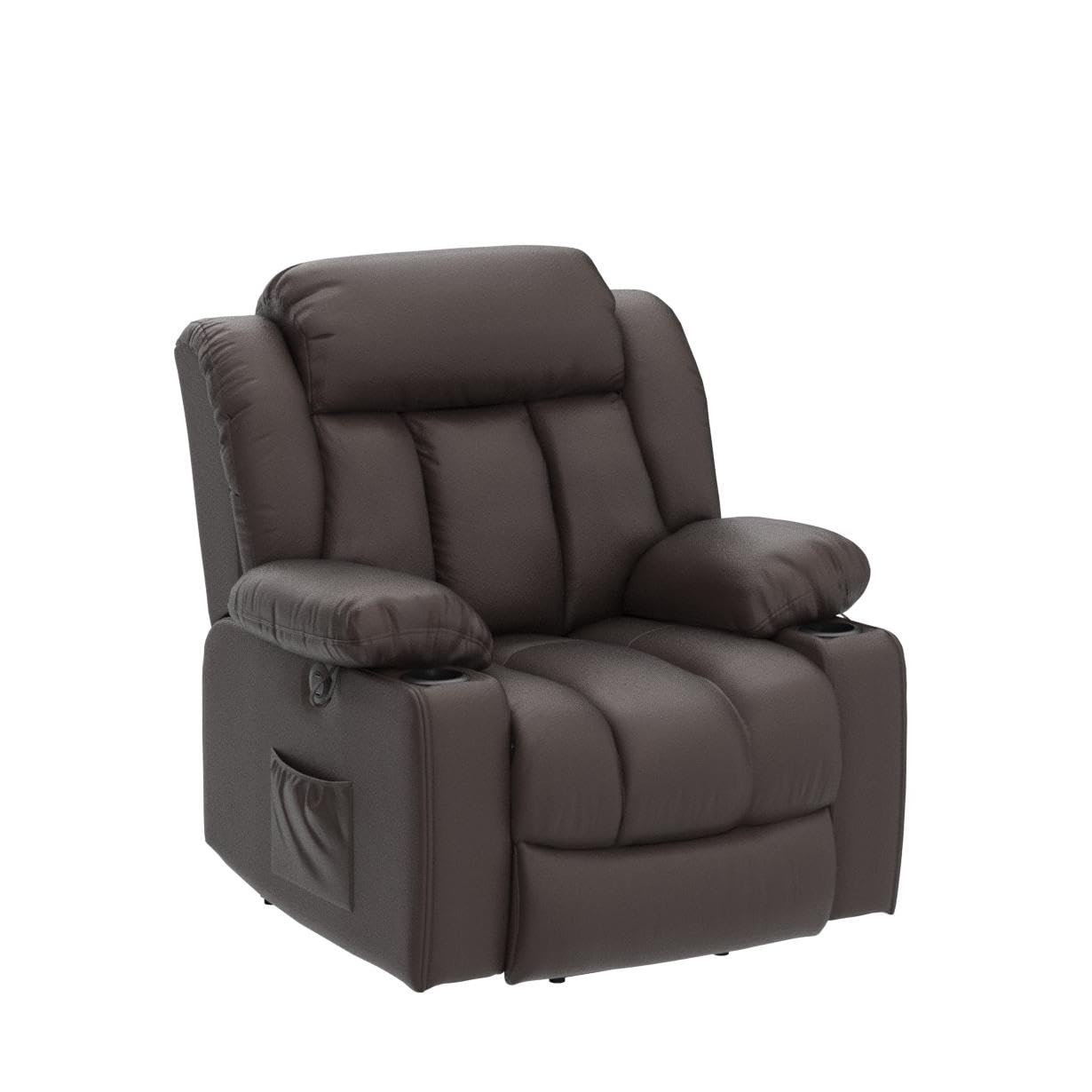 MAEVIS Lift Chair Recliner with Massage and Heating for Elderly and Adults,Breathable Leather Recliner chairs for Living Room,2 Cup Holders (Brown)