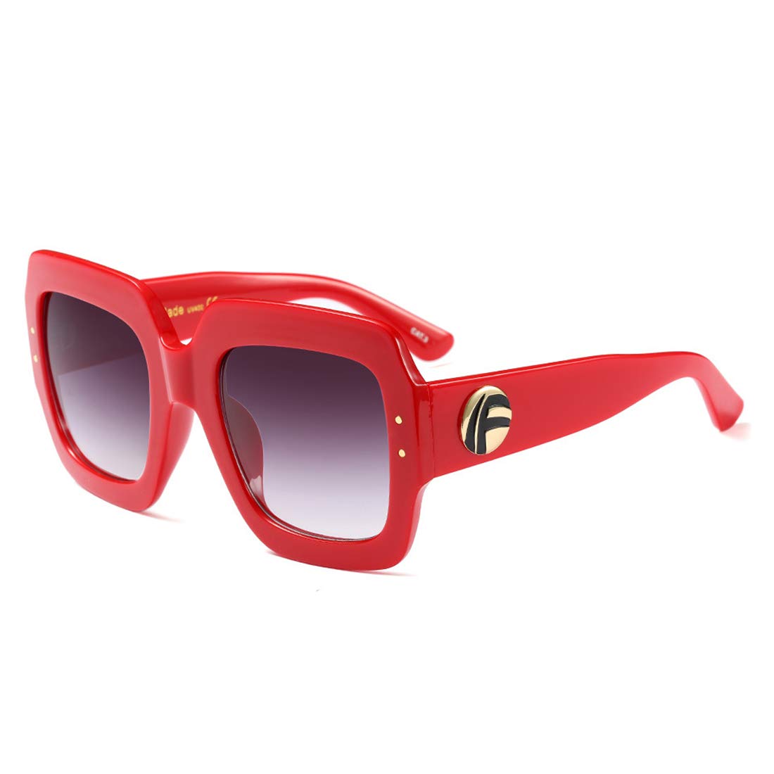MEETSUN Oversized Square Sunglasses for Women Multi Tinted Frame Fashion Shades, 1c5 Red and Green, Large