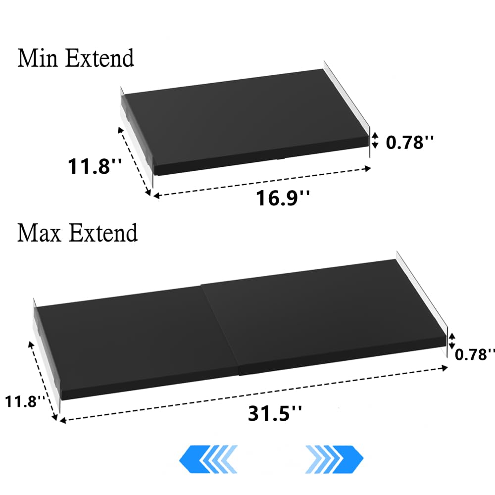 MIYUPTC Expandable Closet Tension Shelves, Adjustable Tension Shelf Clothes Storage Rack 17-31.5''L x 7.9''W, DIY Cabinet Wardrobe Hanger Divider, Set of 2