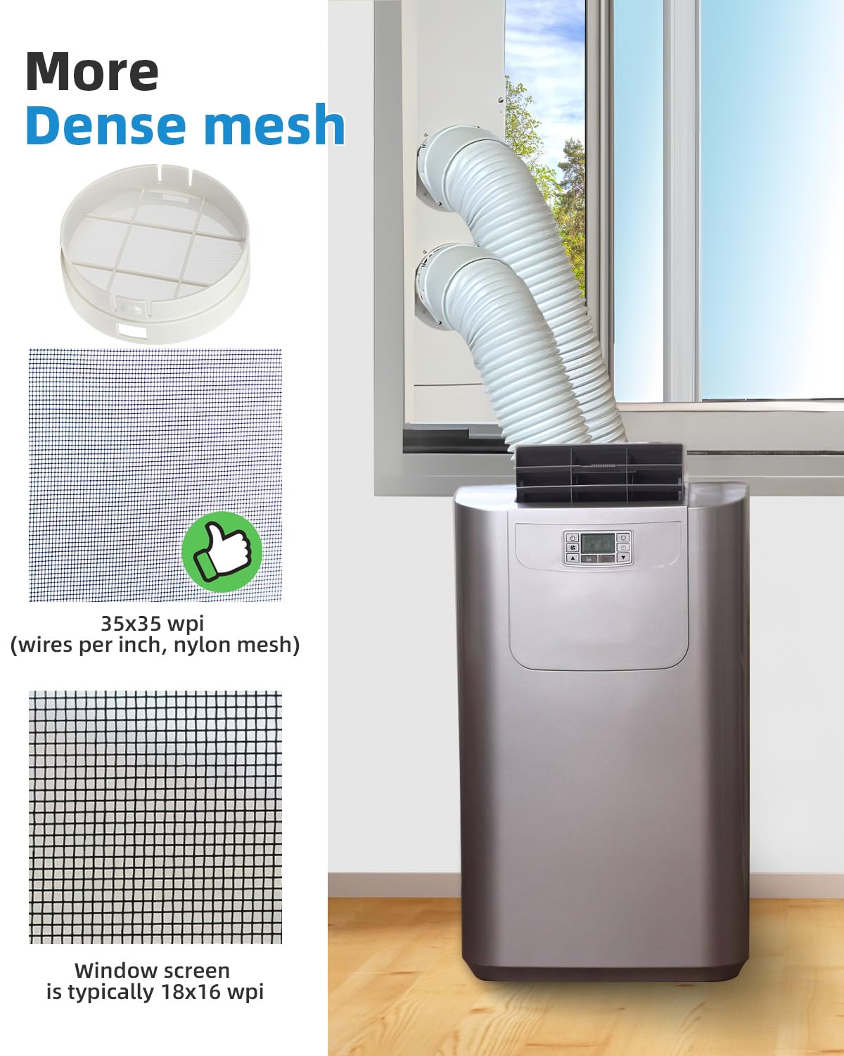 Washable Hose Pre-filter for Portable Air Conditioner, Perfect Fit, 5’’ Diamiter 1 Pack White