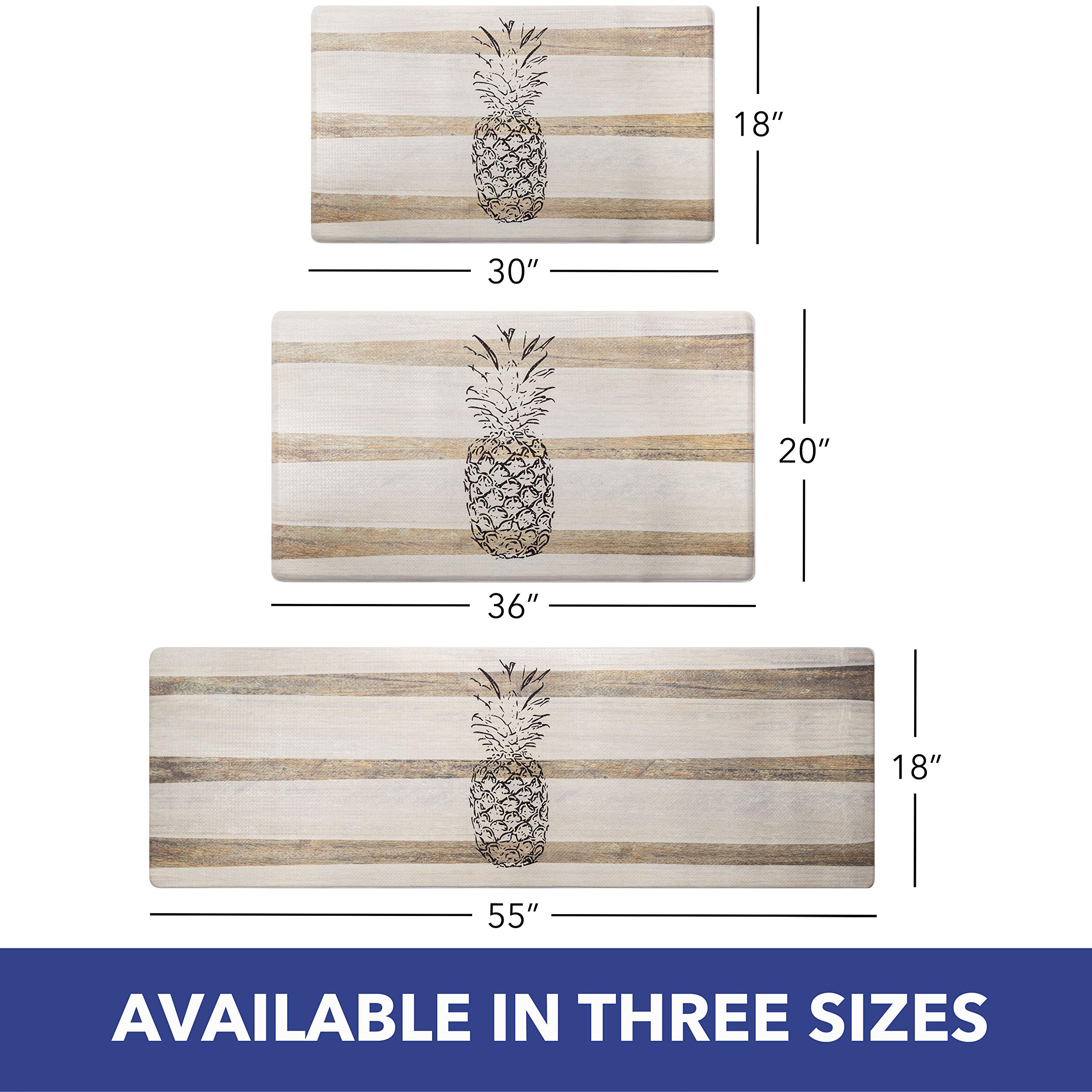 SoHome Cozy Living Anti-Fatigue Kitchen Mat, Kitchen Mats Rug for Floor, Farmhouse Themed-Non Slip, Stain Resistant, Easy Clean, 1/2 Inch Thick Comfort Chef Mat, 20" x 36", Pineapple