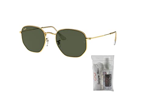 Ray-Ban RB3548 919631 51MM Legend Gold/Crystal Lens G-15 Green Hexagonal Sunglasses For Men For Women + Bundle with Designer iWear Kit
