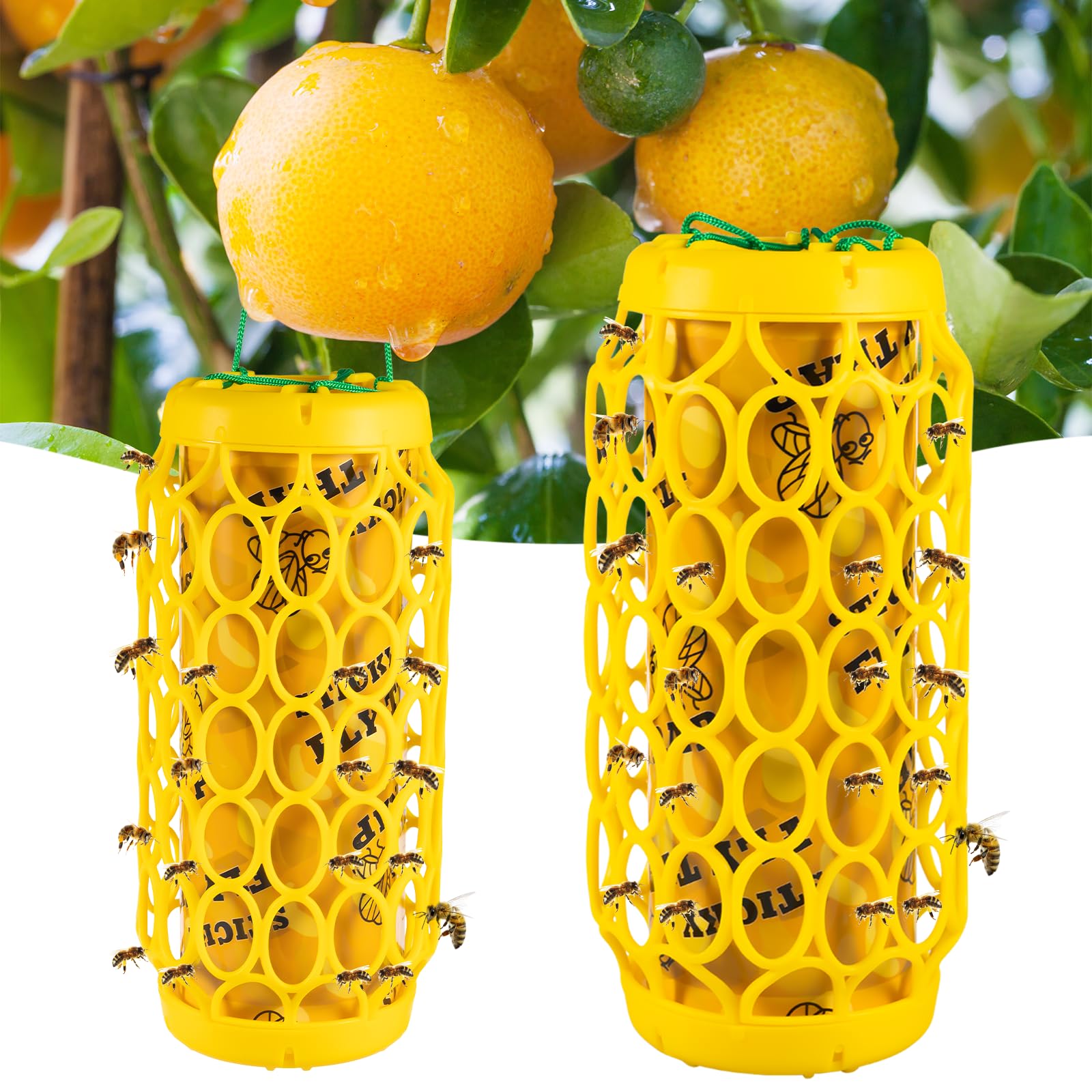 Wasp Trap,Carpenter Bee Trap,Wasp Traps Outdoor Hanging,Yellow Jacket Trap Wasp Killer Catcher,Reusable Wasp Deterrent Outdoor with 4 Sticky Bug Board Bee Catcher Wasp Repellent Flying Insect Trap