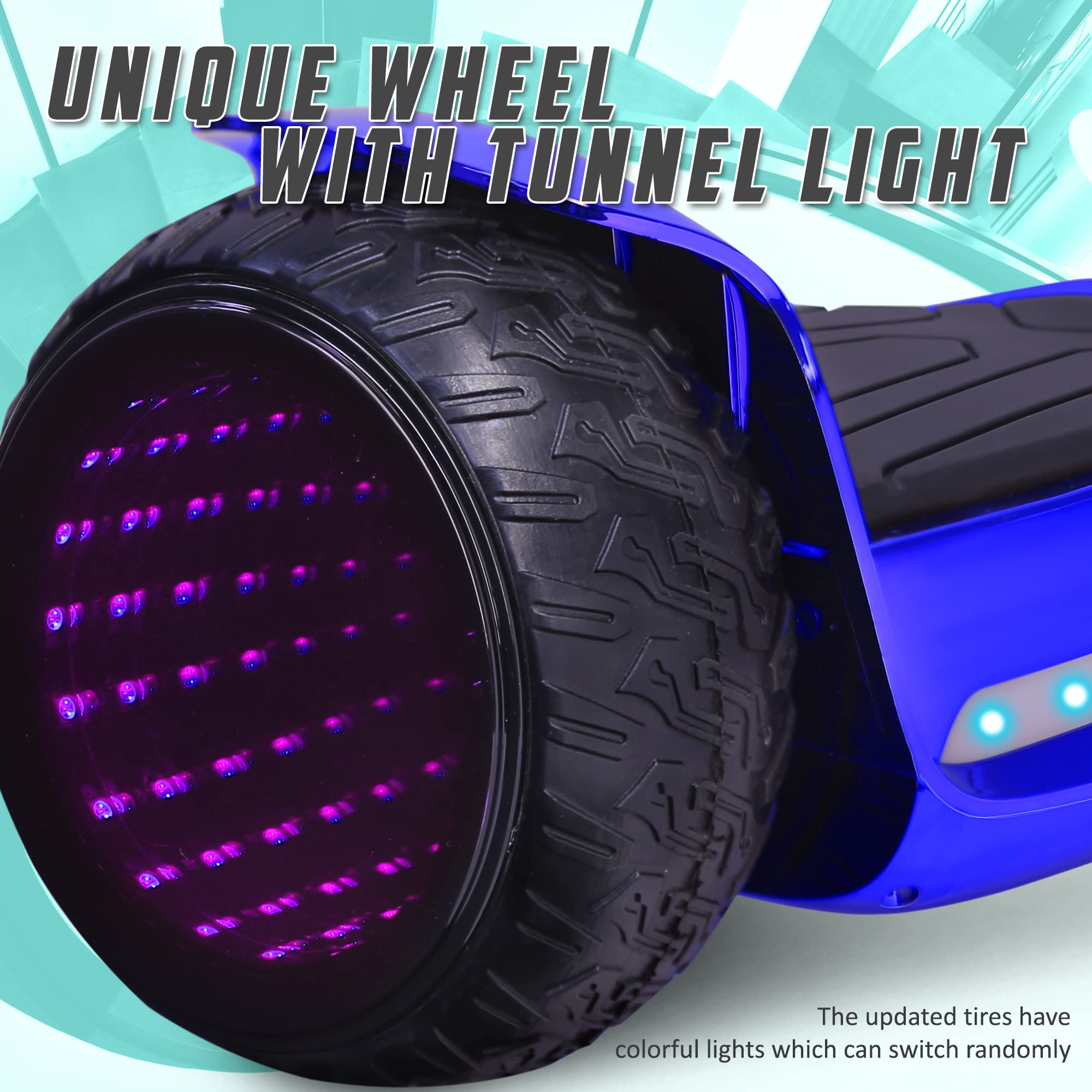Newest Generation Electric Hoverboard Dual Motors Two Wheels Hoover Board Smart Self Balancing Scooter with Built-in Speaker LED Lights for Adults Kids Gift (Chrome Blue)