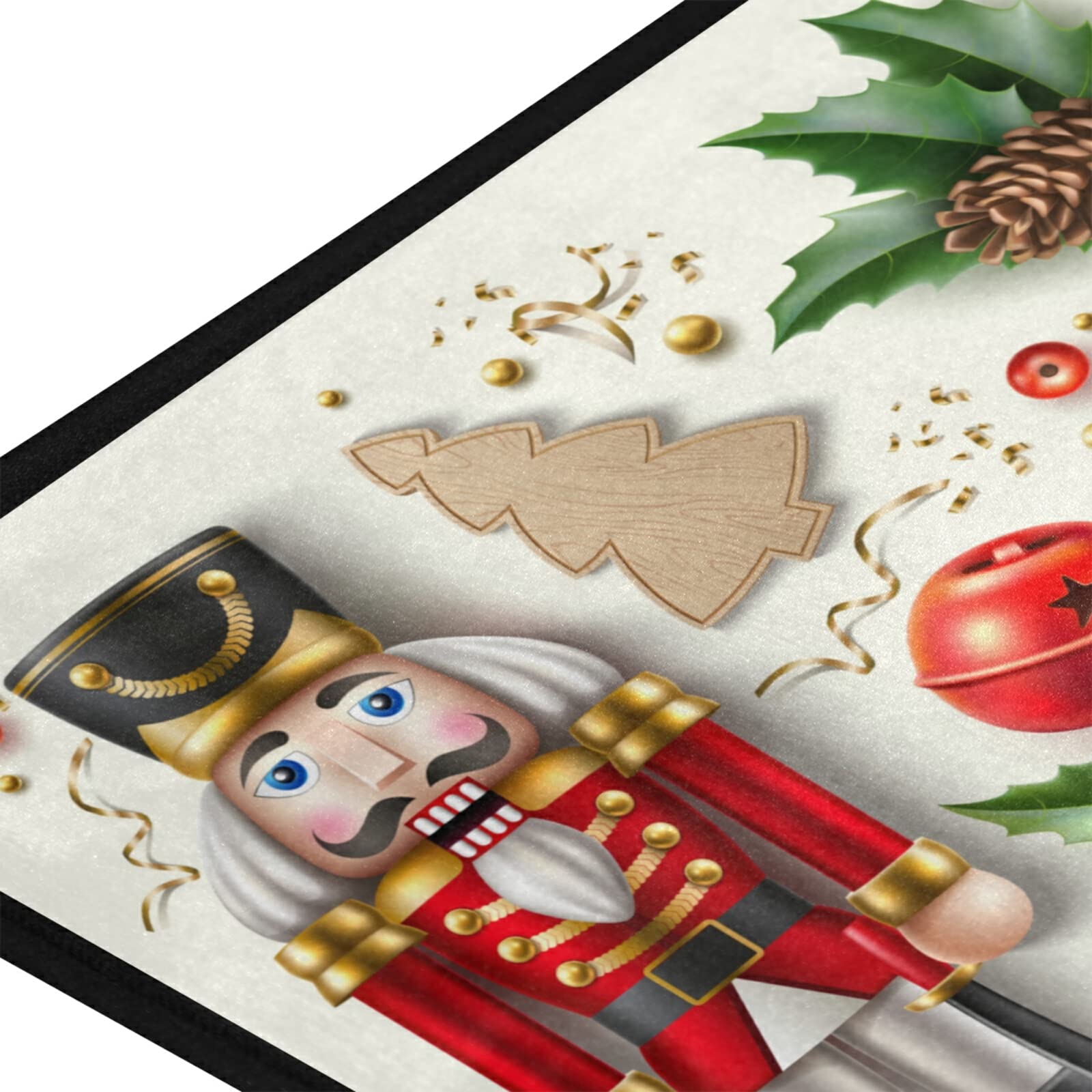 SLHKPNS Kitchen Mat Cute Nutcracker Christmas Non-Slip,Cherry Red Kitchen Rugs Comfort Runner Doormat 39x20 Inch Soft Floor Mat for Home Decor