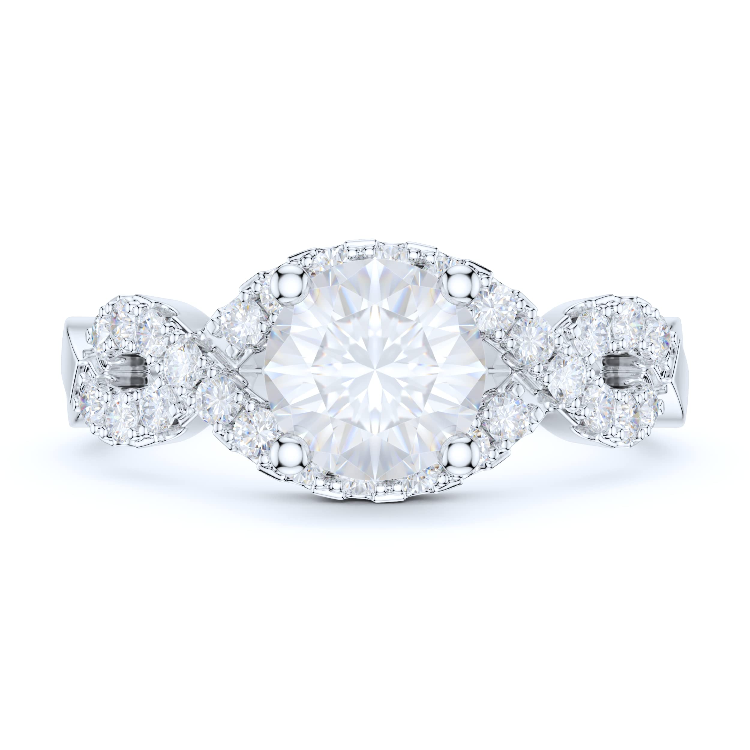 PRSTANI Sterling Silver Luxury Vintage Infinity Twisted Vine Simulated 1CT Round Brilliant Diamond Engagement Ring Halo Bridal Ring (11)